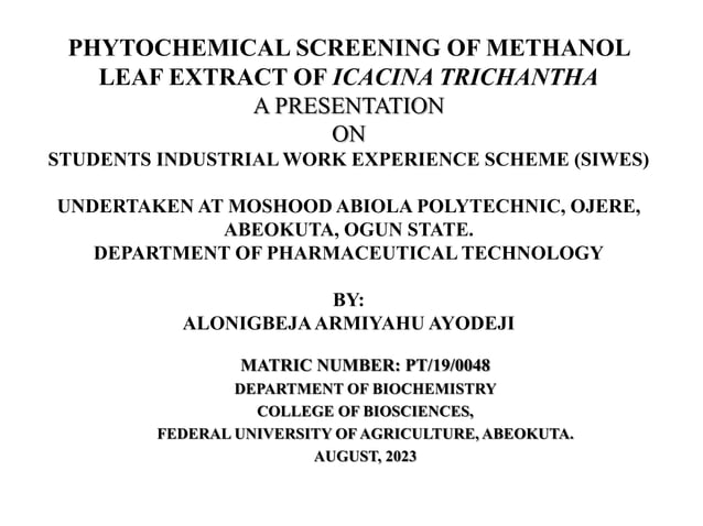 Phytochemical reports ppt carried out in Mapoly Laboratory | PPTX | Herbs and Supplements ...