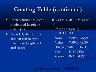 Database Tables and Data Types | PPT