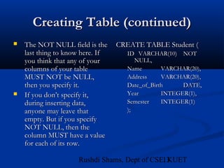 Database Tables and Data Types | PPT