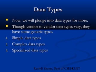 Database Tables and Data Types | PPT