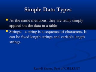 Database Tables and Data Types | PPT