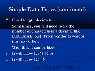 Database Tables and Data Types | PPT