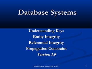 Database Keys / Referential Integrity / Propagation Constraint / Entity Integrity | PPT