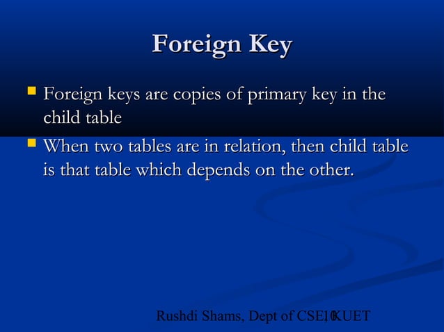 Database Keys / Referential Integrity / Propagation Constraint / Entity ...