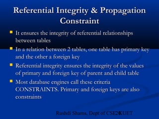 Database Keys / Referential Integrity / Propagation Constraint / Entity ...