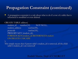 Database Keys / Referential Integrity / Propagation Constraint / Entity Integrity | PPT