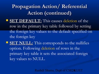 Database Keys / Referential Integrity / Propagation Constraint / Entity Integrity | PPT
