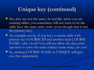 Database Keys / Referential Integrity / Propagation Constraint / Entity Integrity | PPT