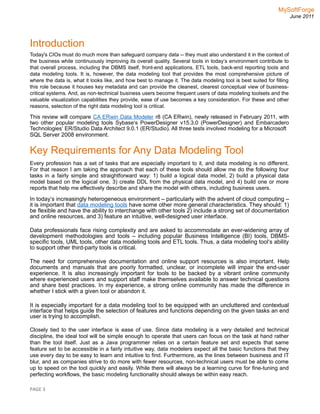 Top Three Data Modeling Tools Usability Comparsion | RTF