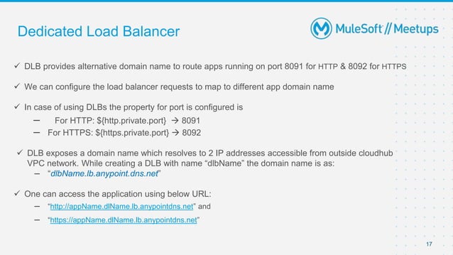 CloudHub Load Balancers (SLB & DLB) | MuleSoft Mysore Meetup #21 | PPTX