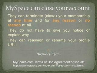 MySpace Terms Of Use - Primer | PPTX
