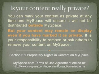 MySpace Terms Of Use - Primer | PPTX