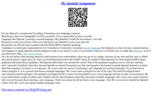 My Spanish Assignment | PPT