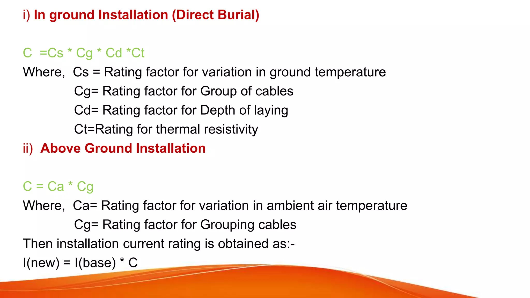 Cable Sizing Calculations | PPTX
