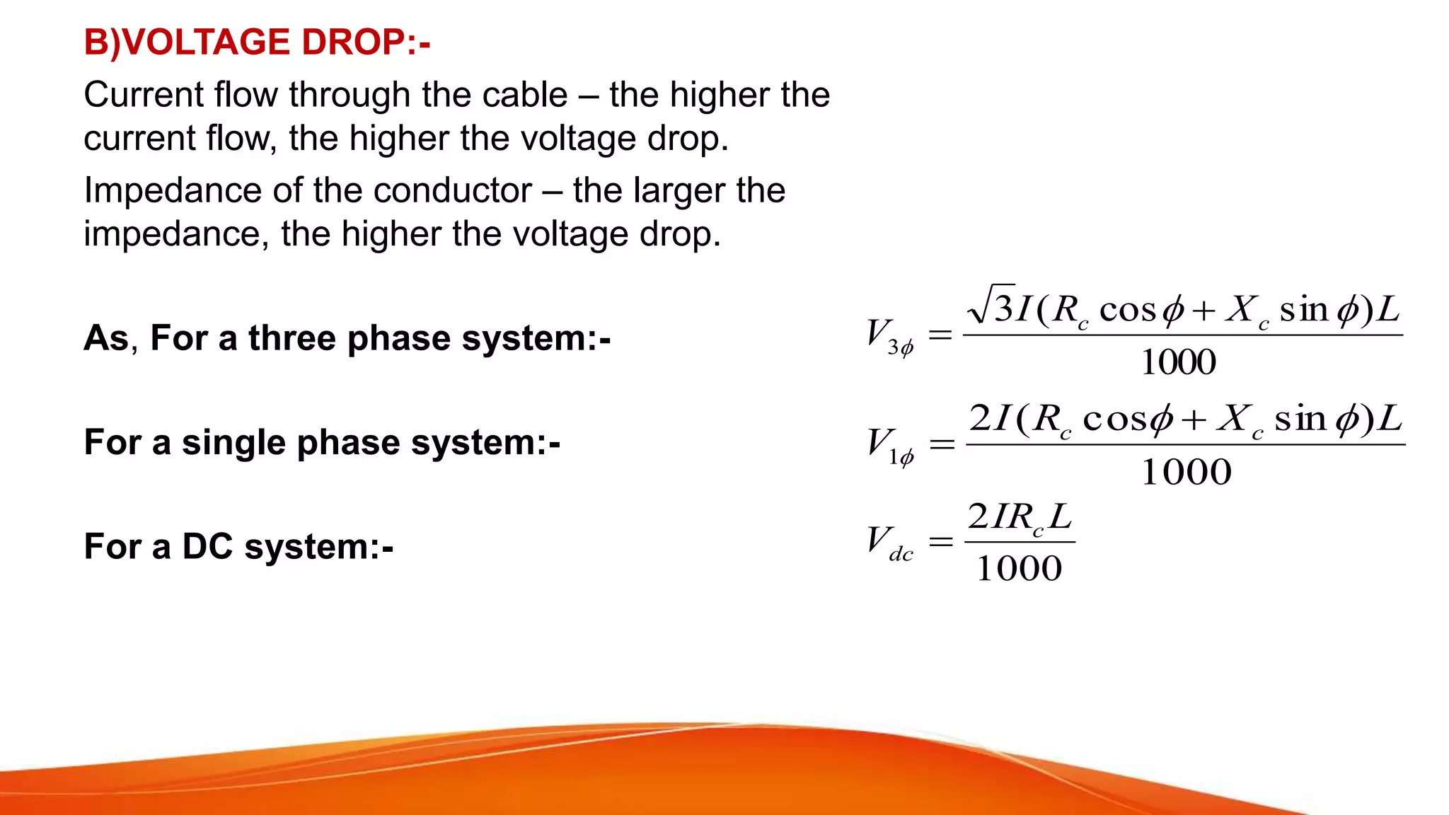 Cable Sizing Calculations | PPTX