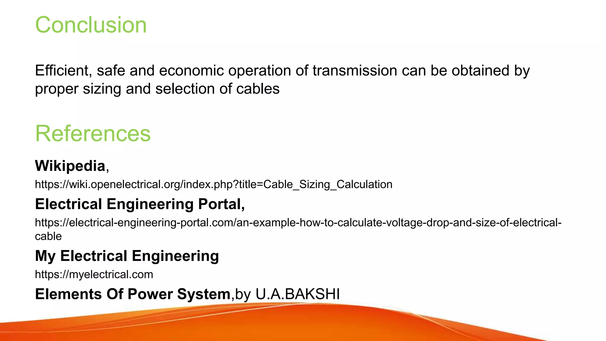 Cable Sizing Calculations | PPTX