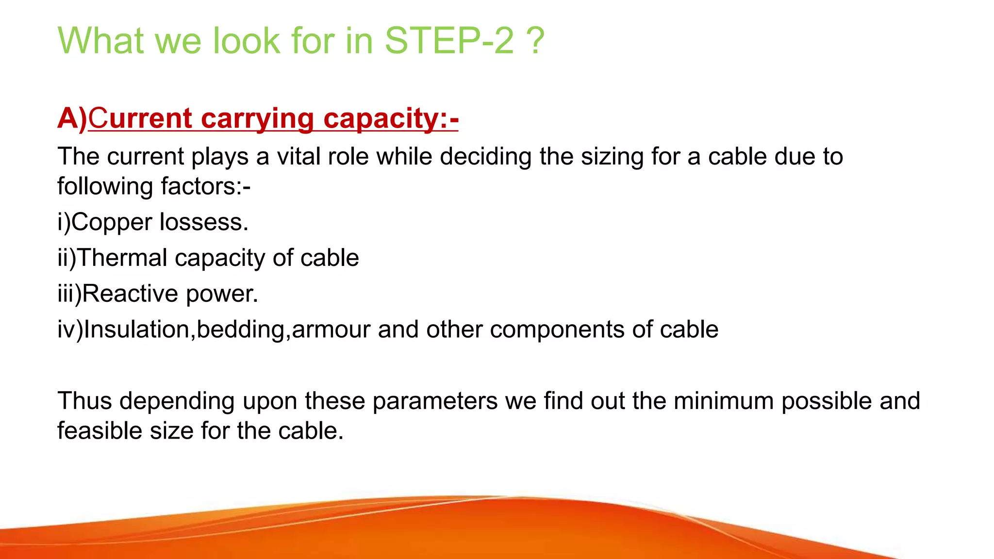 Cable Sizing Calculations | PPTX