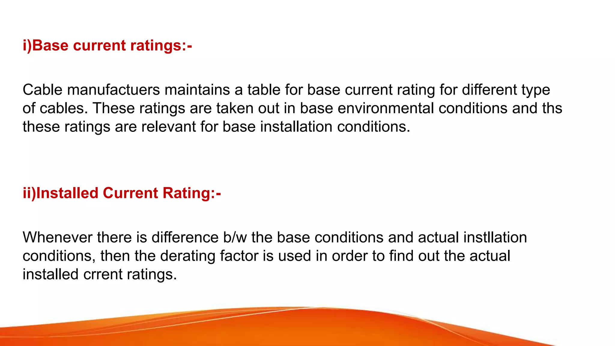 Cable Sizing Calculations | PPTX