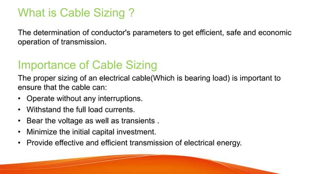 Cable Sizing Calculations | PPTX