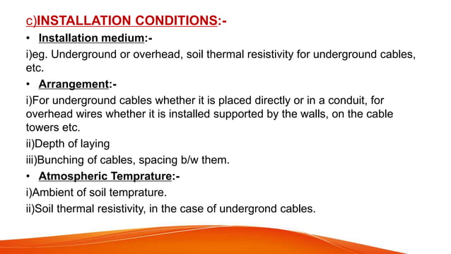 Cable Sizing Calculations | PPTX