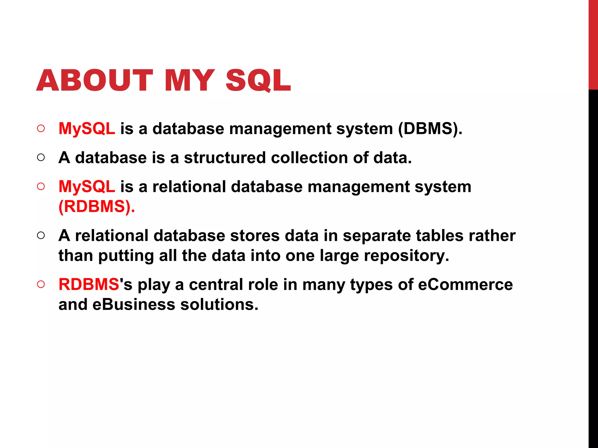 The benefits of My sql | PPT