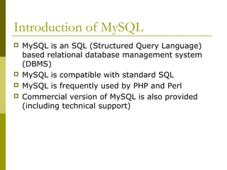My sql advacnce topics | PPT