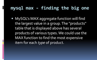 Mysql Aggregate | PPTX