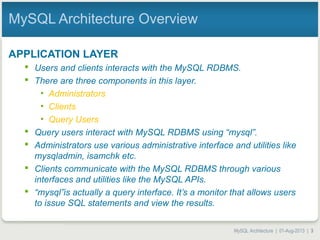 MySQL Atchitecture and Concepts | PPT | Databases | Computer Software and Applications