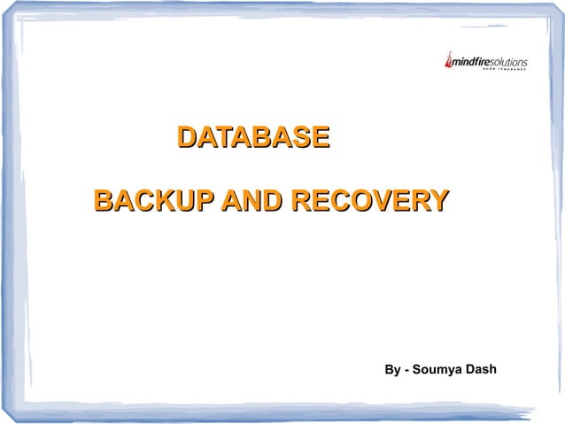 MySQL Backup & Recovery | PPT