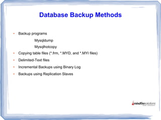 MySQL Backup & Recovery | PPT