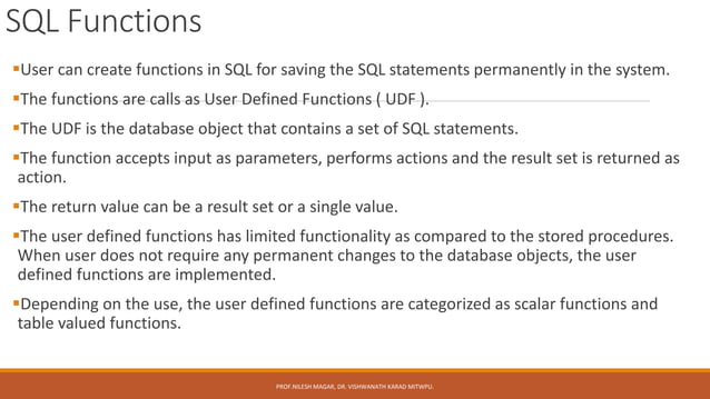 Mysql creating stored function | PPT