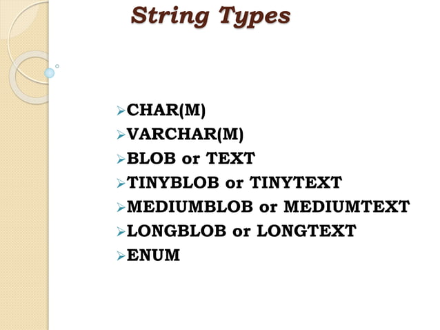 Mysql Datatypes Ppt