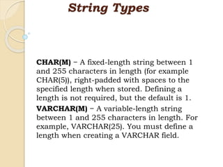 Mysql datatypes | PPTX