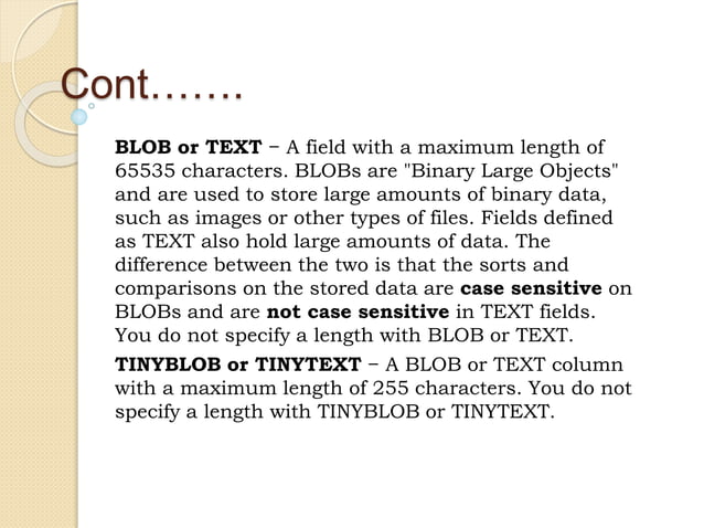 Mysql Datatypes Ppt