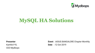 MySQL High Availability Solutions | PDF