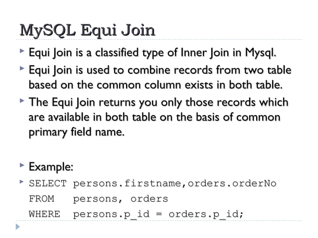 Php Mysql Mysql Joins Ppt Databases Computer Software And Applications