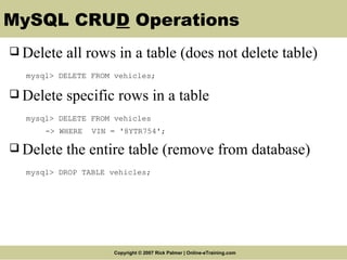 MySQL lecture | PPT | Databases | Computer Software and Applications