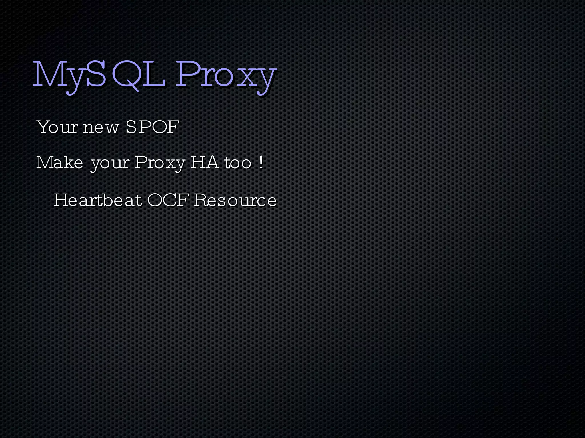 MySQL HA with PaceMaker | ODP