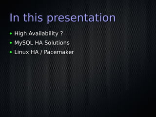 MySQL HA with Pacemaker | PPT