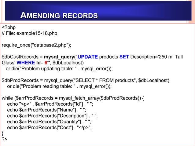 Mysql Php Database Connectivity Ppt