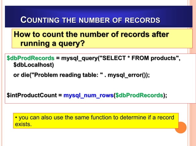 MYSQL - PHP Database Connectivity | PPT