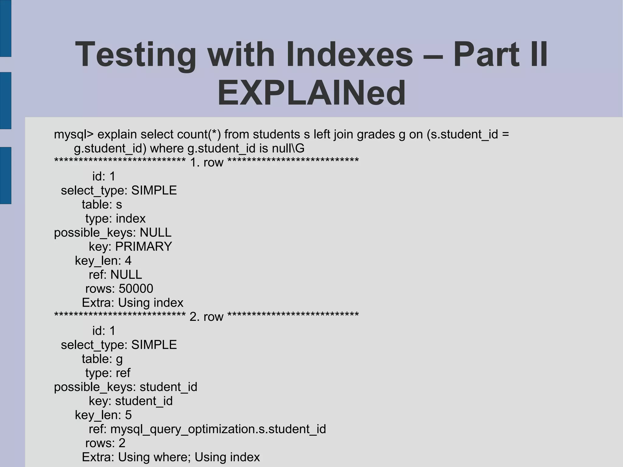 MySQL Query And Index Tuning | PPT MySQL Query And Index Tuning | PPT
