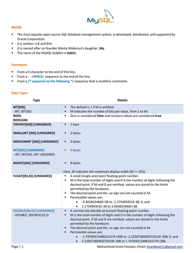 Dbms 4 Mysql Ddl And Dml Commands Pdf 3554