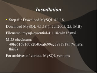 Mysql | PPT | Databases | Computer Software and Applications