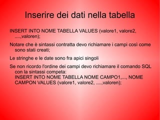 primi comandi SQL con Mysql | PPT