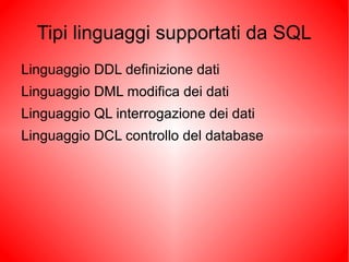 primi comandi SQL con Mysql | PPT