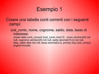 primi comandi SQL con Mysql | PPT
