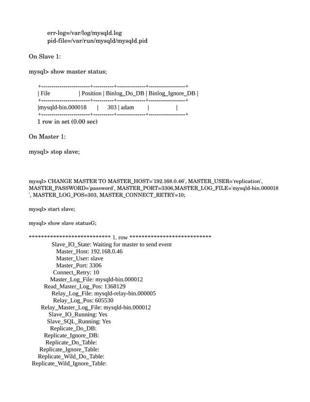 My sql 5.6 master slave and master-master replication.step by step configuration instructions. | PDF