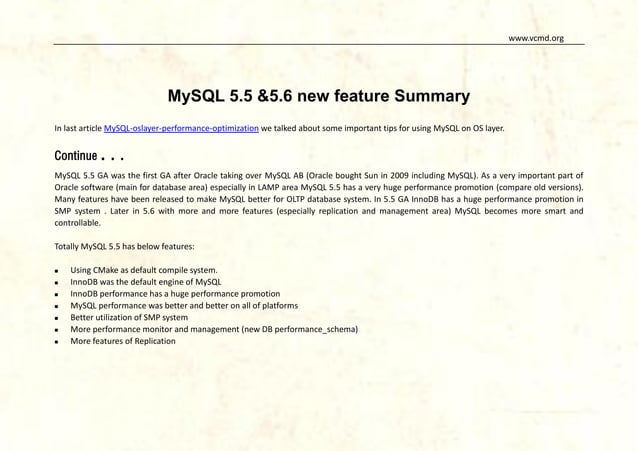 MySQL 5.5&5.6 new features summary | PPT