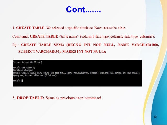 MySQL and its basic commands